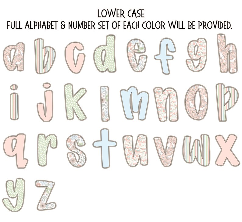 Preppy Pastel Alphabet Bundle PNG, Spring Alpha Doodle Letters ...