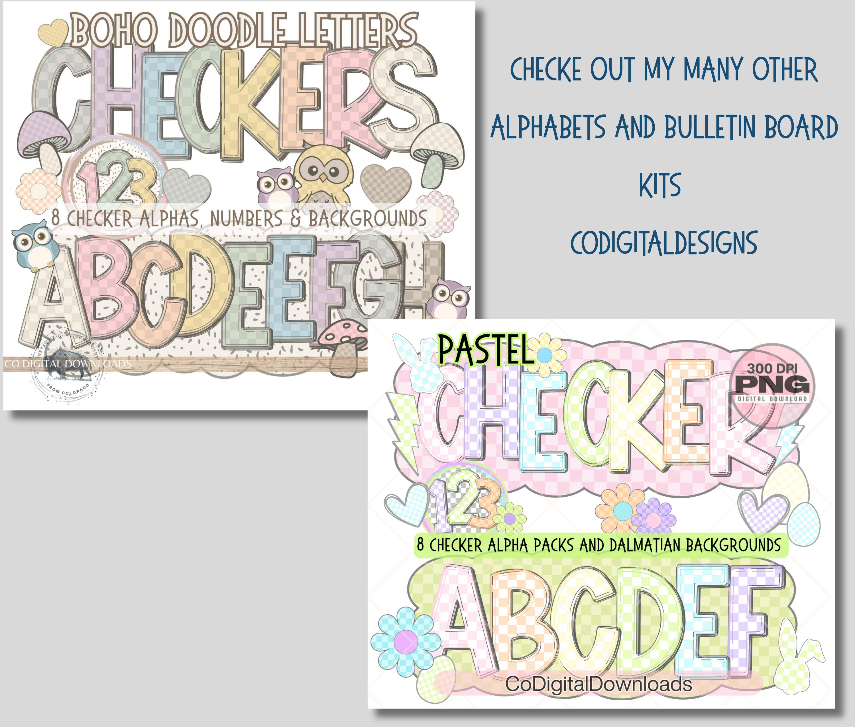 Black White Doodle Letter PNG Bundle, Preppy Alphabet Pack, Hand Drawn ...