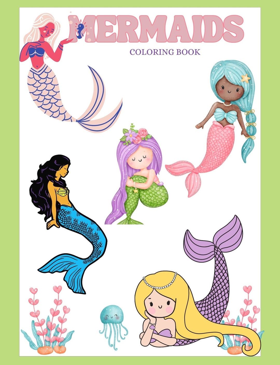 Mermaid Coloring Book for Kids - Etsy