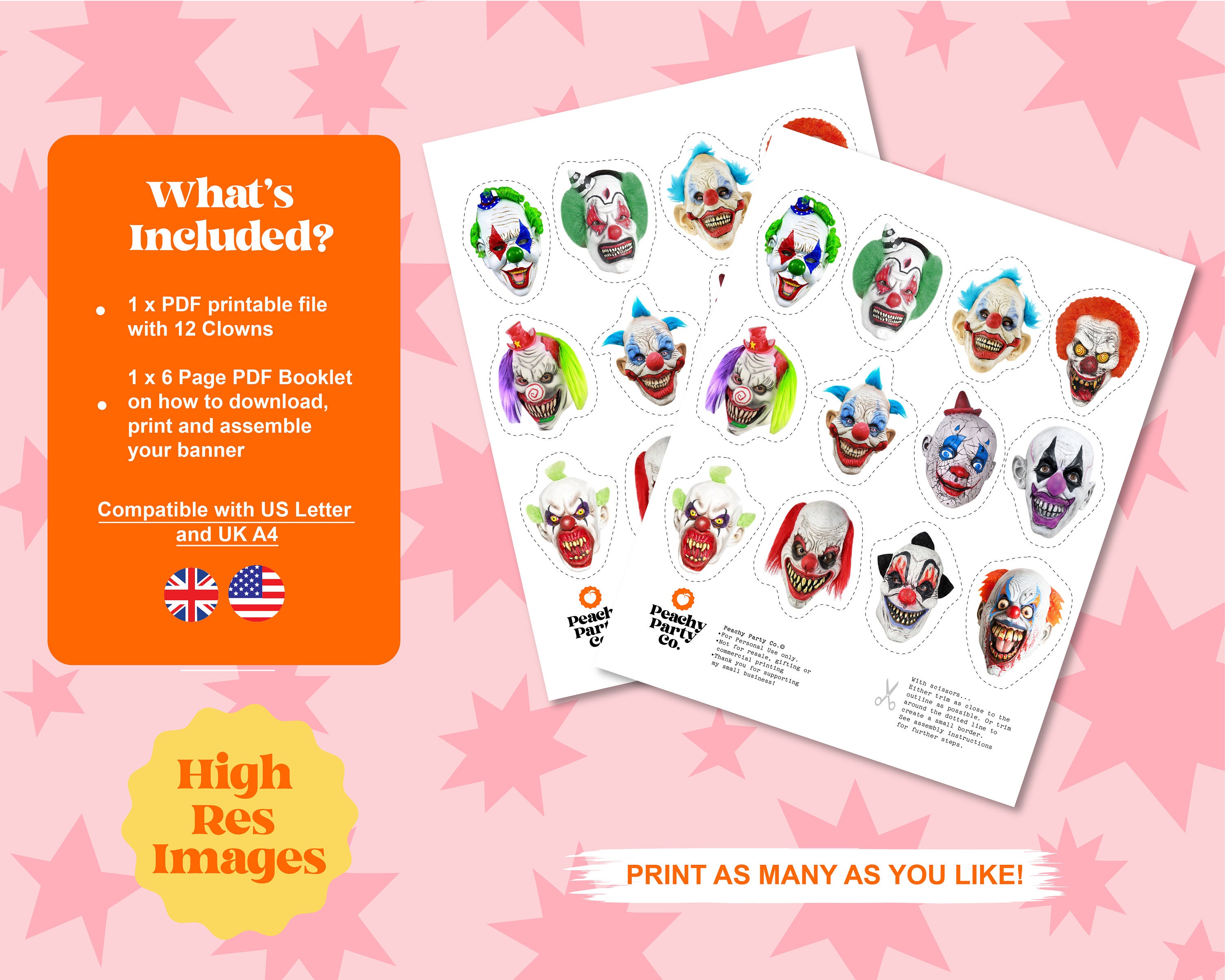 Killer Clown Cupcake Toppers Halloween Cupcake Horror - Etsy