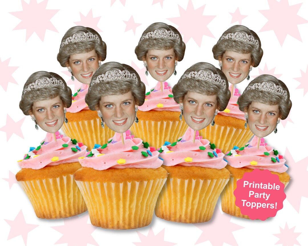 Princess Diana Cupcake Toppers - Princess Diana Party - Princess Diana ...