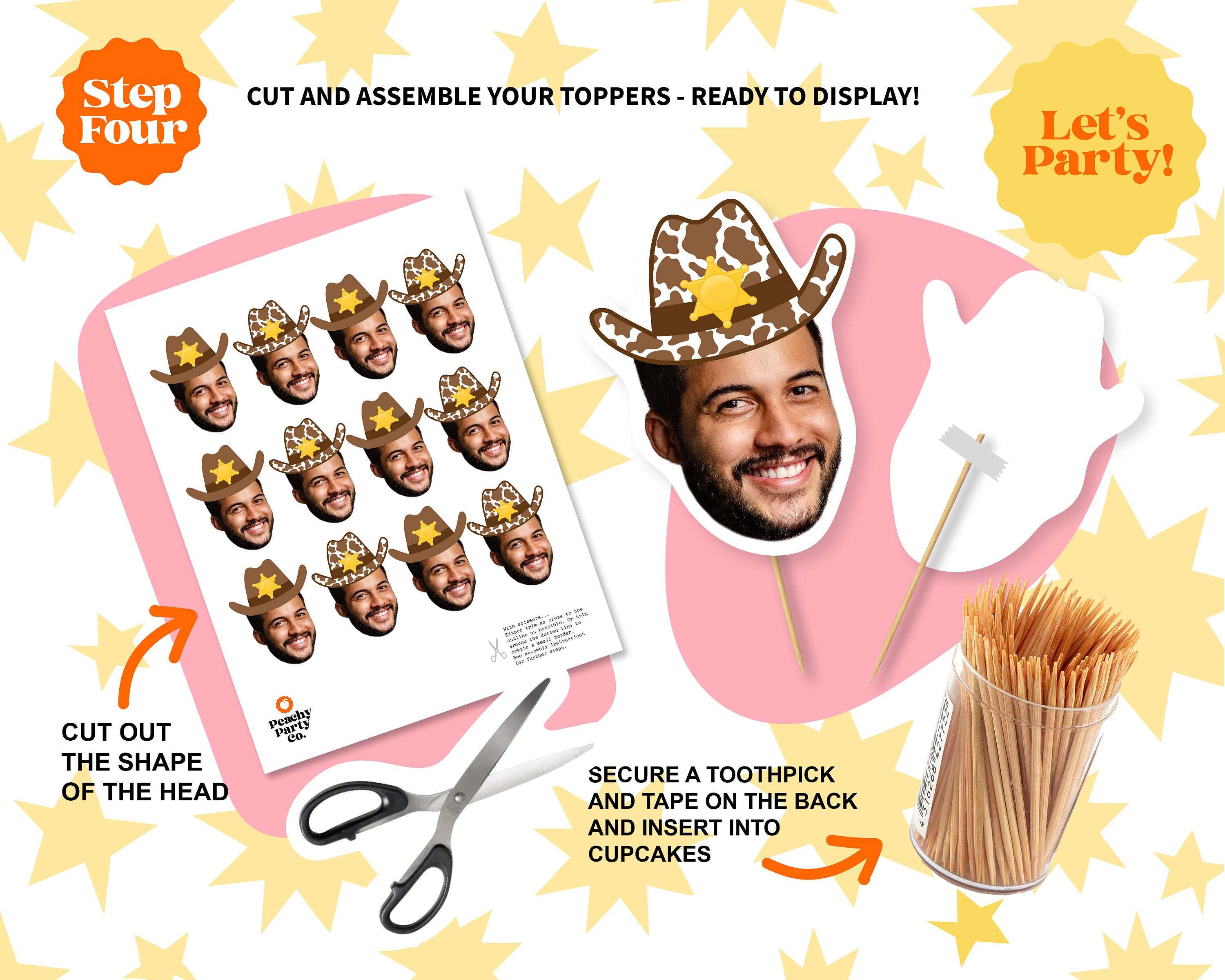 Cowboy Custom Cupcake Toppers Cowboy Cupcake Toppers - Etsy