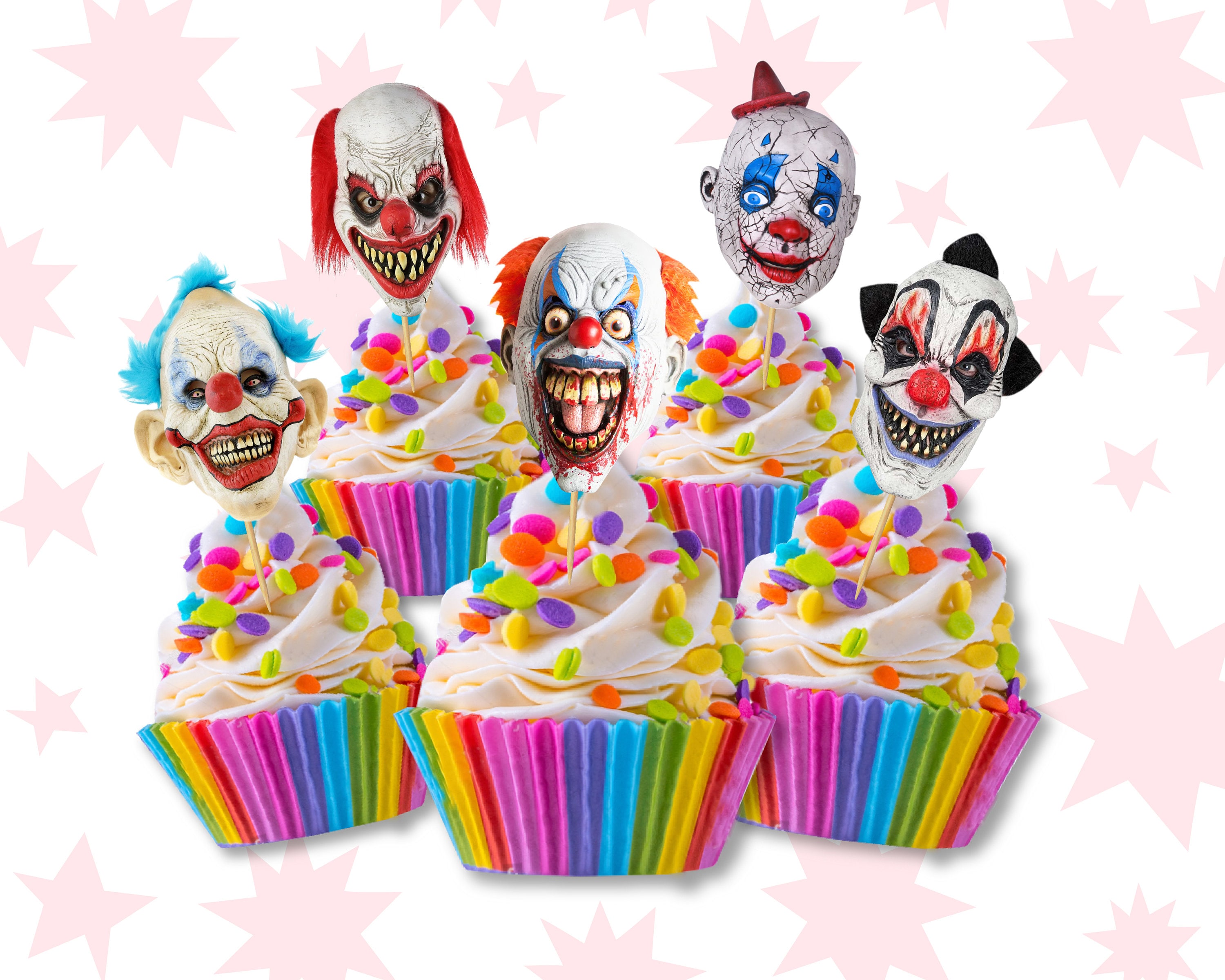 Killer Clown Cupcake Toppers Halloween Cupcake Horror - Etsy