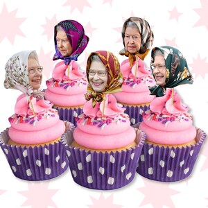 Queen Elizabeth Cupcake Toppers Queen Elizabeth Party Queen - Etsy