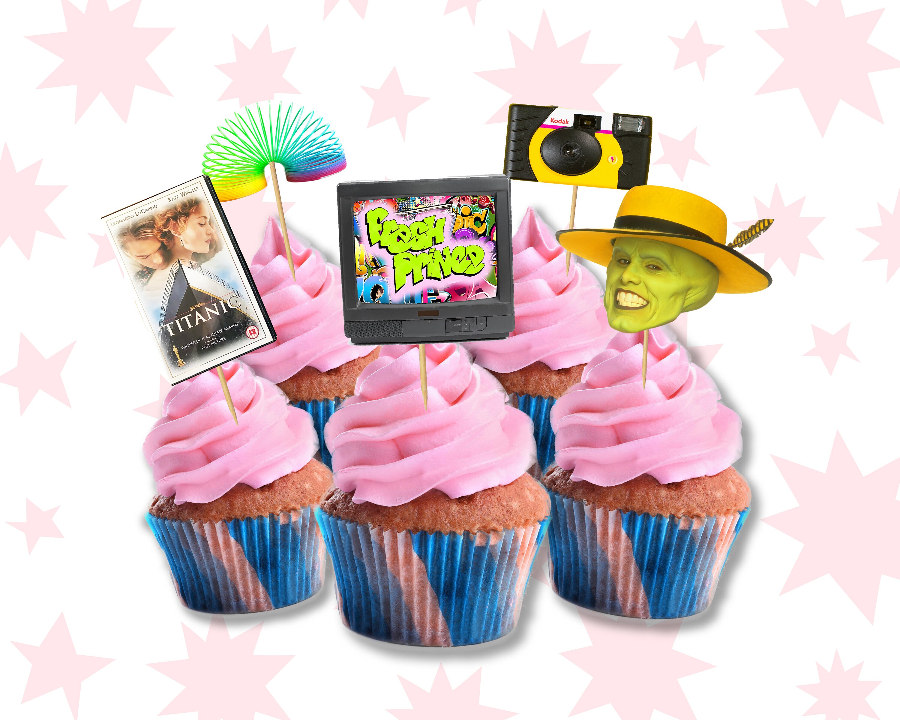 90s Cupcake Toppers 90s Party Decorations 90s Party Decor - Etsy Australia