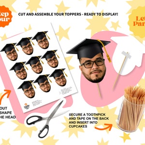 Graduation Face Cupcake Toppers Graduation Custom Cupcake Graduation ...