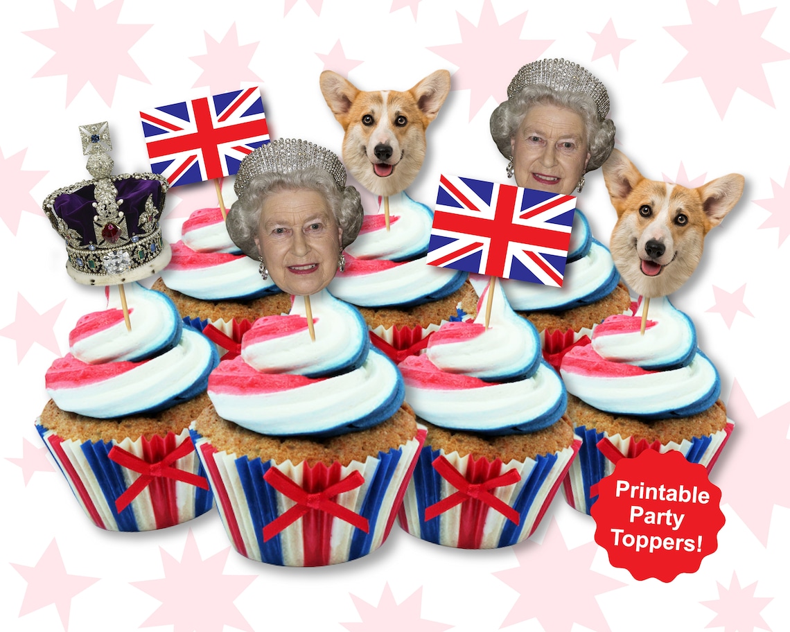 Queen Elizabeth Cupcake Toppers Queen's Jubilee Cupcake - Etsy