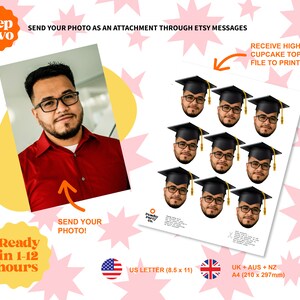 Graduation Face Cupcake Toppers Graduation Custom Cupcake Graduation ...