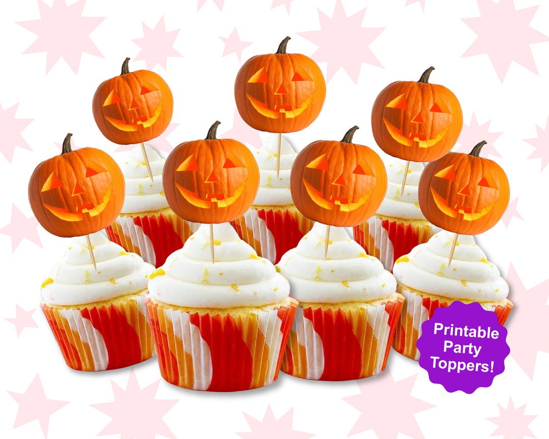 Jack O Lantern Cupcake Toppers- Halloween Party Banner -pumpkin ...