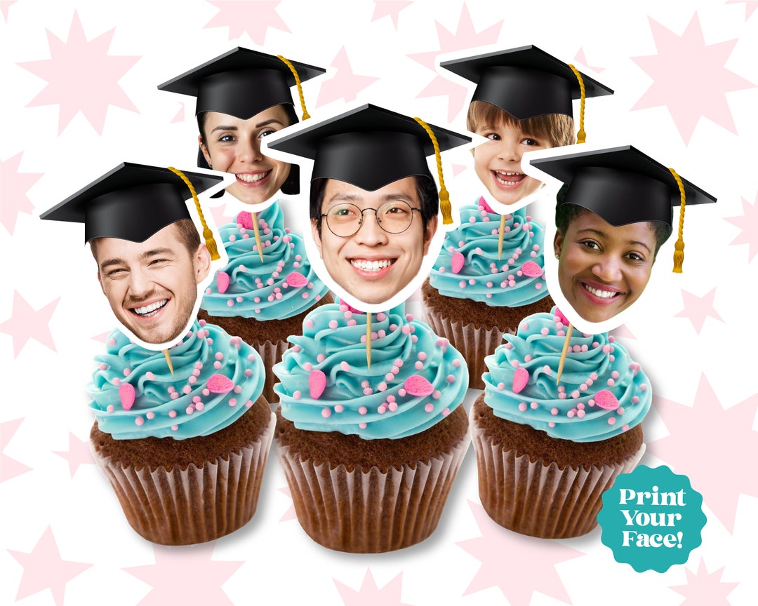 Graduation Face Cupcake Toppers Graduation Custom Cupcake Graduation ...