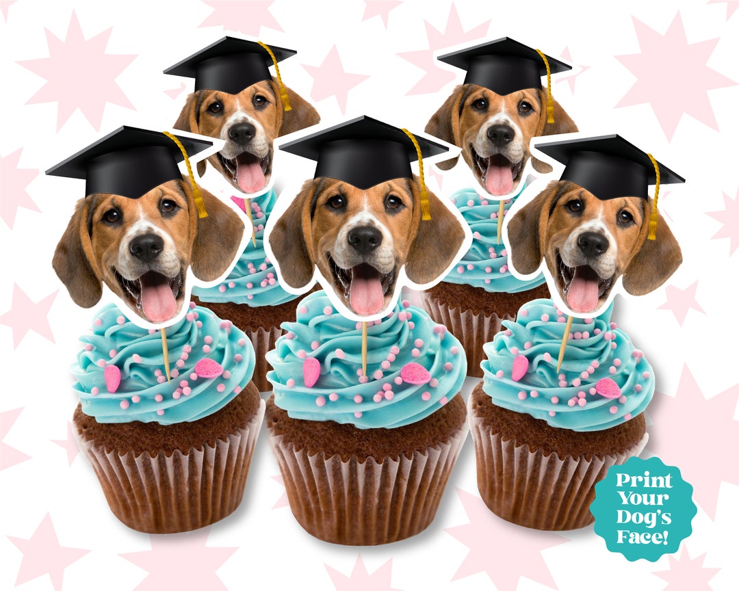 Dog Graduation Cupcake Toppers Graduation Custom Cupcake Graduation Dog ...