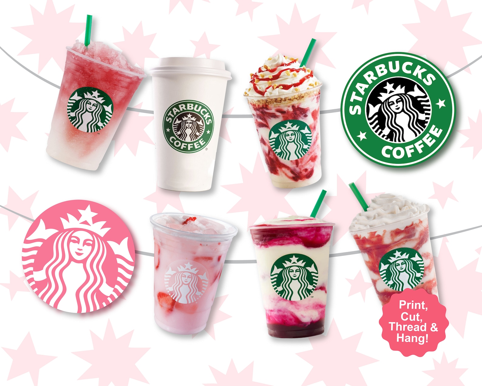 Pink Starbucks Banner Starbucks Theme Party starbucks - Etsy