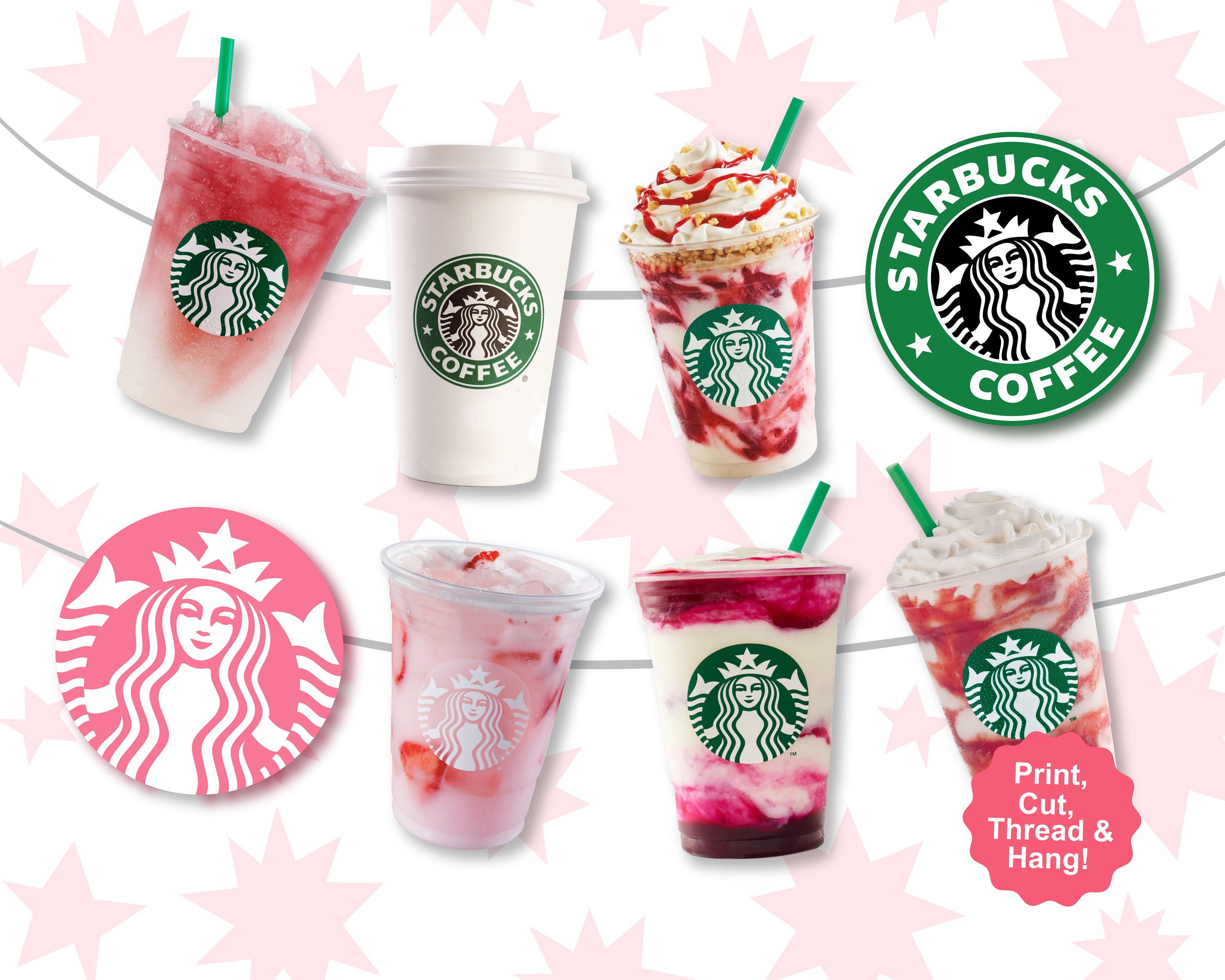 Pink Starbucks Banner Starbucks Theme Party starbucks - Etsy