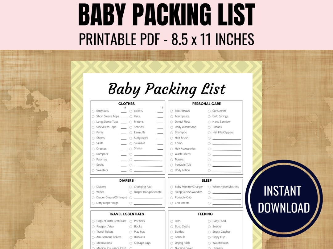 Baby Packing List Baby and Infant Packing Checklist Baby Travel ...