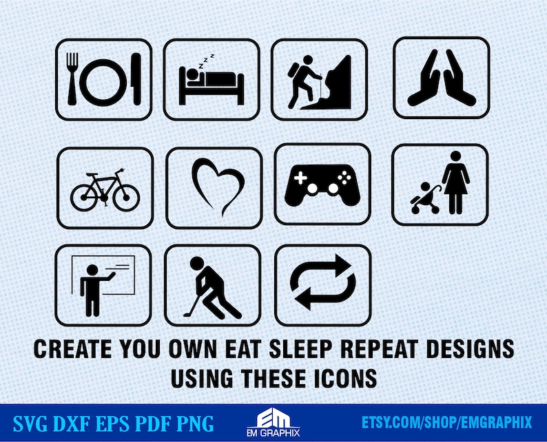 Svg Eat Sleep Repeat Clipart Collection Teach Bike Pray - Etsy