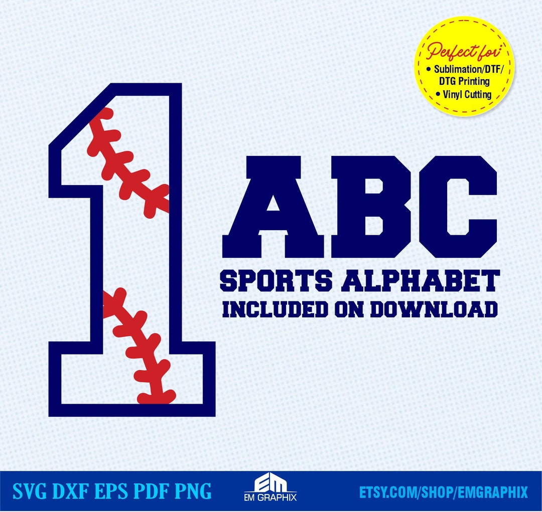 1st Birthday Svg, Baseball Theme Birthday Varsity Number One Design for ...