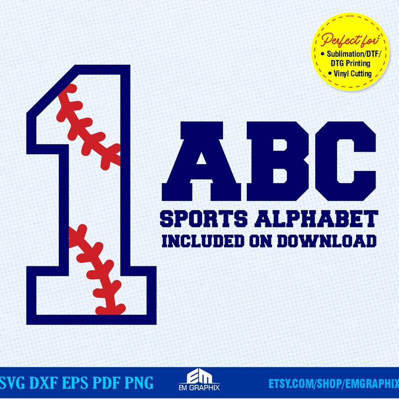 Varsity Number 1 Png - Etsy