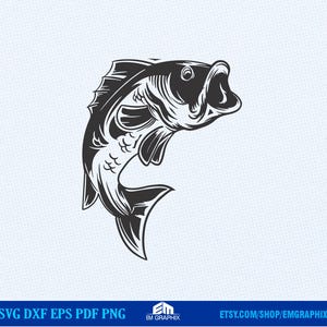 Large Mouth Bass Fish Svg, Outdoor Fishing Clipart, Fishing Graphic ...