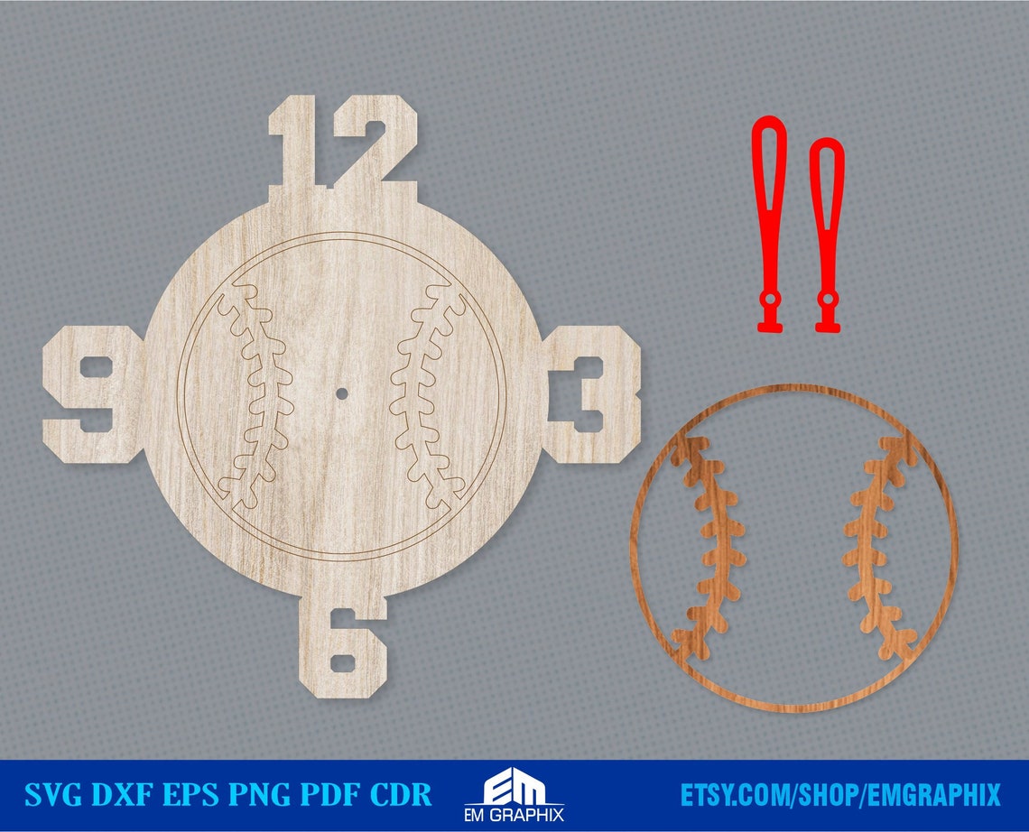 Baseball Wall Clock SVG Laser Cut File Wall Clock Vector - Etsy