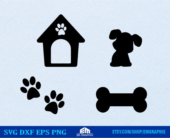 Dog SVG Clipart Dog House Bone Paw Prints Svg Dog Vector - Etsy
