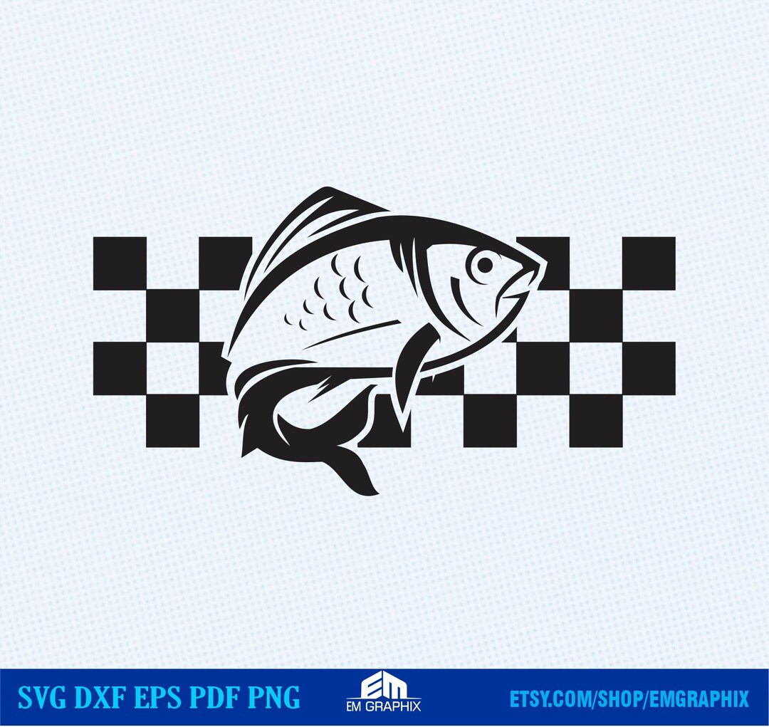 Bass Fish SVG, Checkered Fish Clip Art Svg, Bass Fishing Clipart, Dxf ...