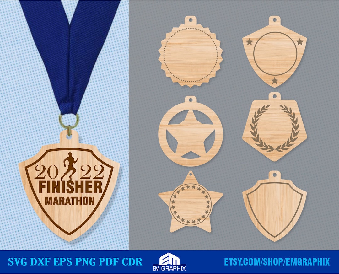 Award Medal Laser Cutting Template | Blank Wooden Medal Cut Pattern for ...