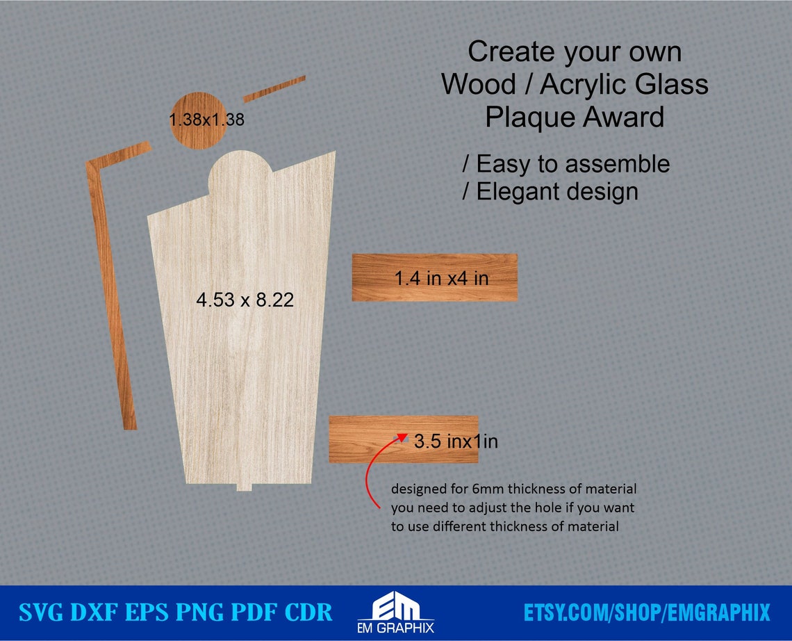 Trophy Award Laser Cut File, Plaque Shape Cut Pattern, Wood Acrylic ...