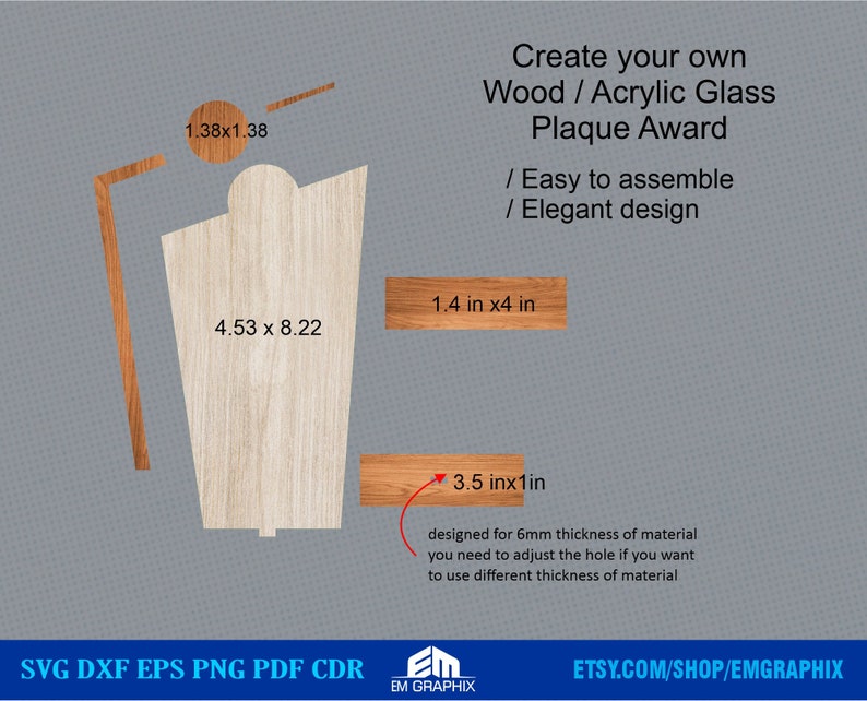 Trophy Award Laser Cut File, Plaque Shape Cut Pattern, Wood Acrylic ...