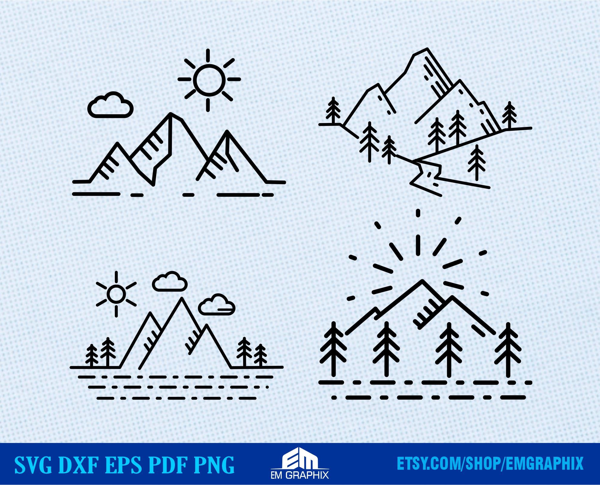 Berge SVG, Berge Vektor Clipart, Berge digitale SVG, Dxf, Eps, Png ...