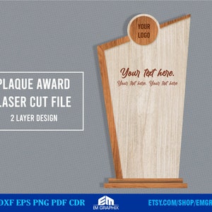 Trophy Award Laser Cut File, Plaque Shape Cut Pattern, Wood Acrylic ...