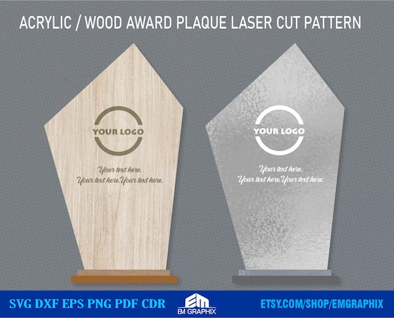 Acrylic Plaque Award Shape SVG Laser Cut Pattern Glowforge - Etsy