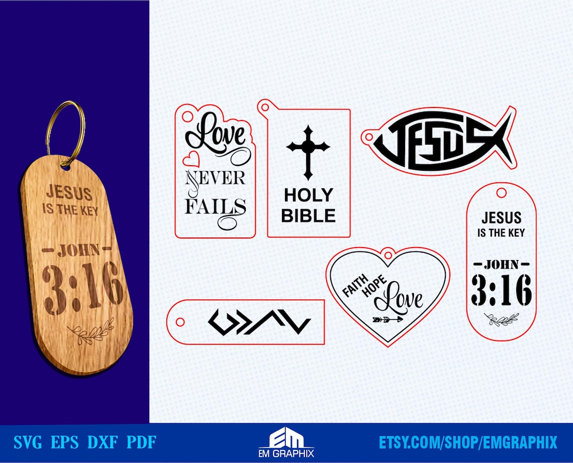 Keychain Laser Files Christian SVG CNC Files - Etsy