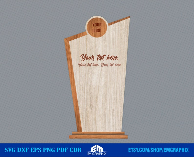 Trophy Award Laser Cut File, Plaque Shape Cut Pattern, Wood Acrylic ...