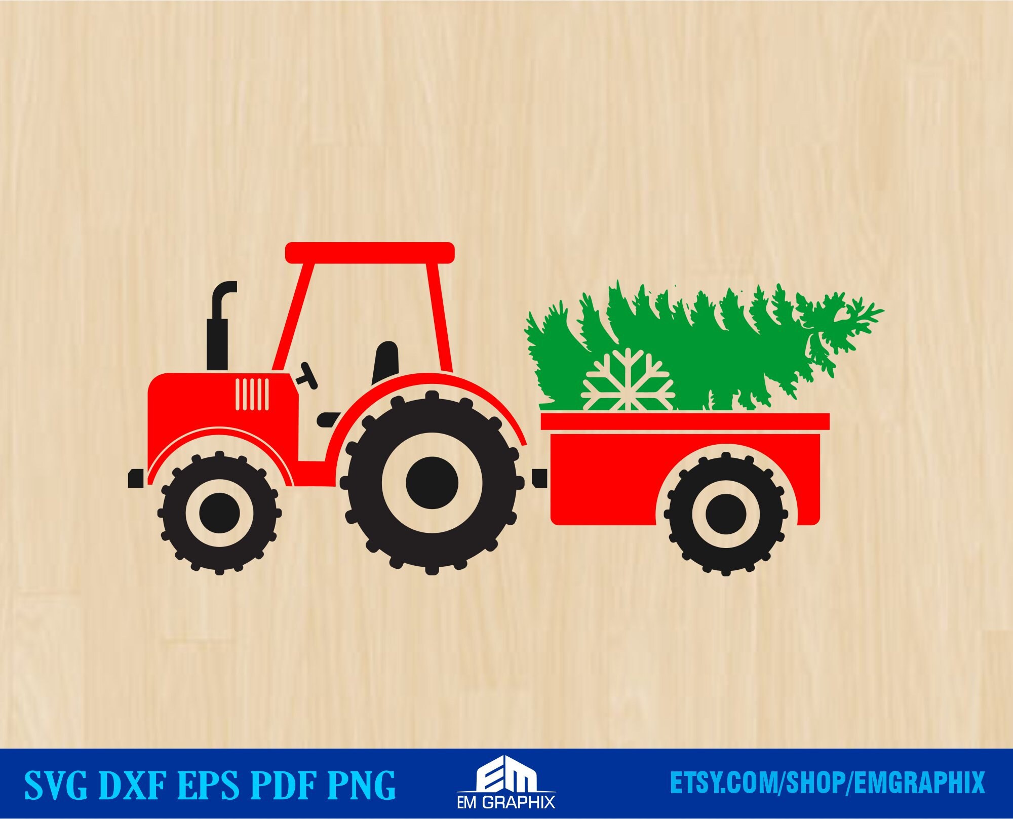 Christmas Tractor SVG: Farm Clip Art (digital Files) - Etsy