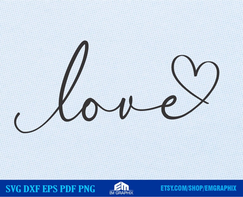 Love Script With Heart SVG Love Cut File for Cricut - Etsy