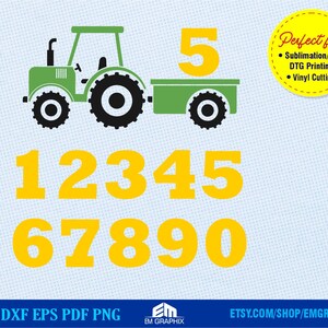 Birthday Tractor SVG: Farm Numbers Clipart (digital Download) - Etsy
