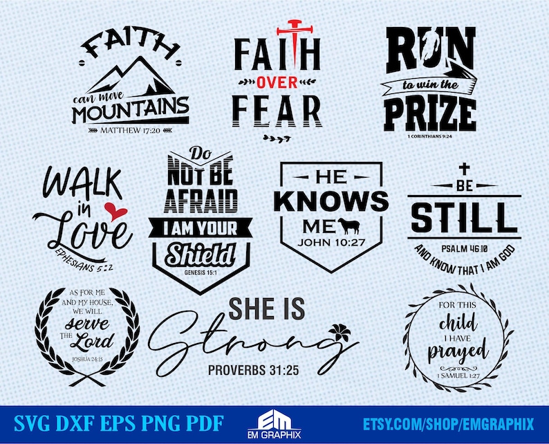 10 Bible Verse Designs SVG Bundle Christian Scripture Bundle - Etsy