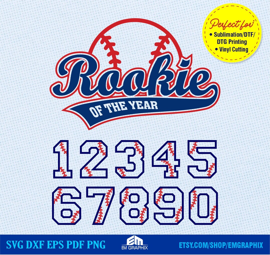 Rookie of the Year Baseball Birthday SVG, Varsity Numbers (cut Files ...