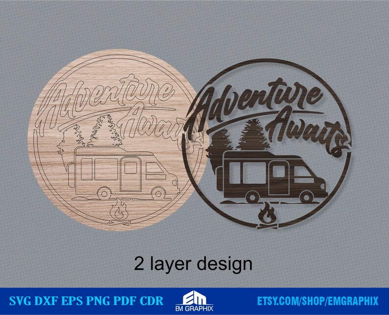 Adventure Awaits SVG Laser Cut Files Camper Sign SVG Outdoor - Etsy