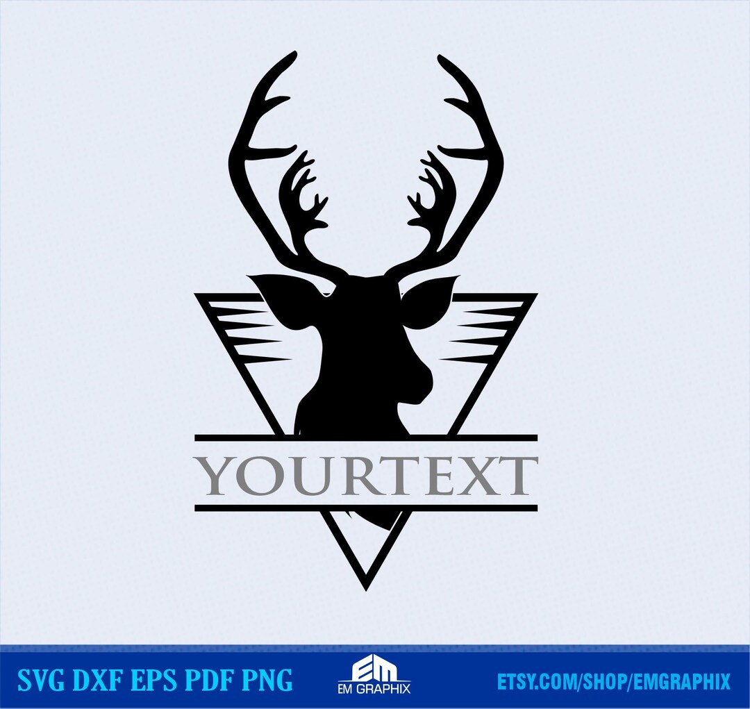 Deer Head Split Monogram SVG: Customizable Hunting Clipart (digital ...