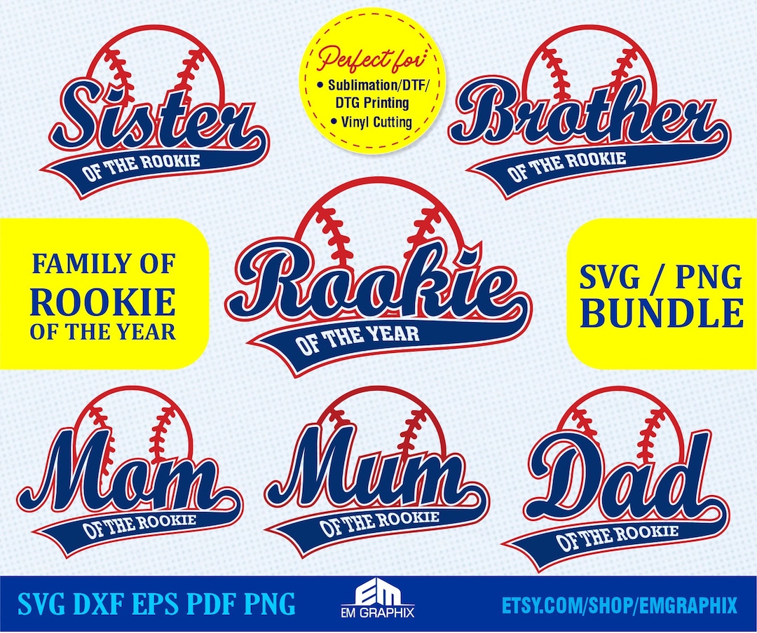 Rookie of the Year Svg | Baseball Family Shirt SVG Bundle - Dad, Mom ...