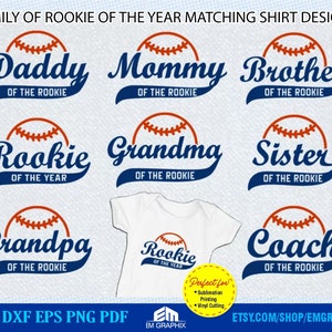 Family of Rookie of the Year Matching Shirt Designs for Baseball Theme ...