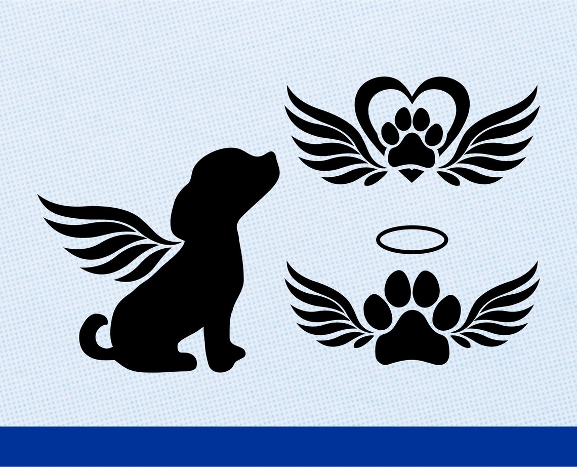 Dog Angel Wings Svg Pet Memorial Svg Angel Dog Silhouette - Etsy