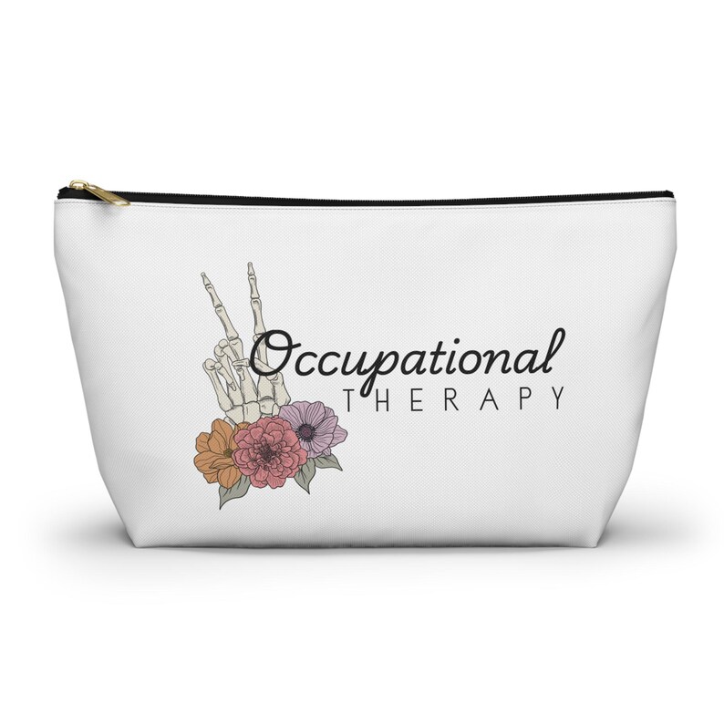 Hand Therapy Zipper Pouch, Skeleton Hand & Floral Design, OT PT Hand ...