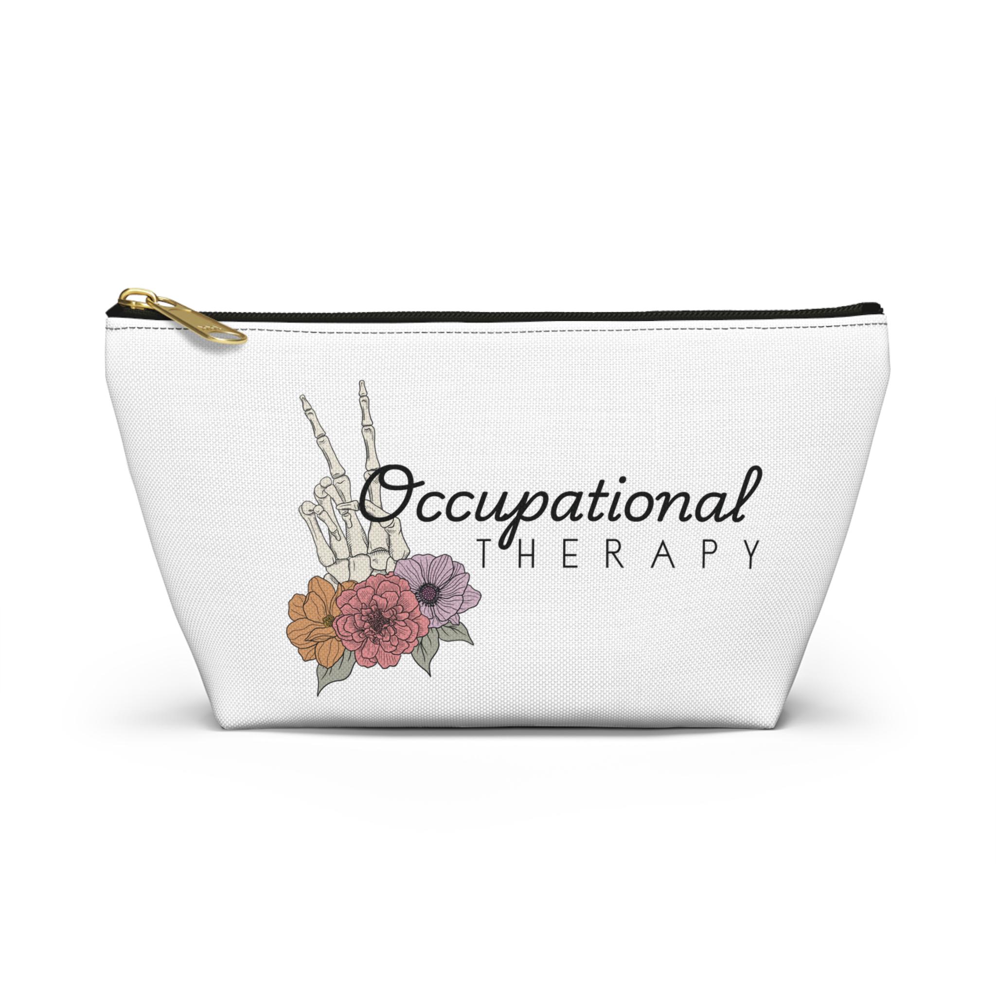 Hand Therapy Zipper Pouch, Skeleton Hand & Floral Design, OT PT Hand ...