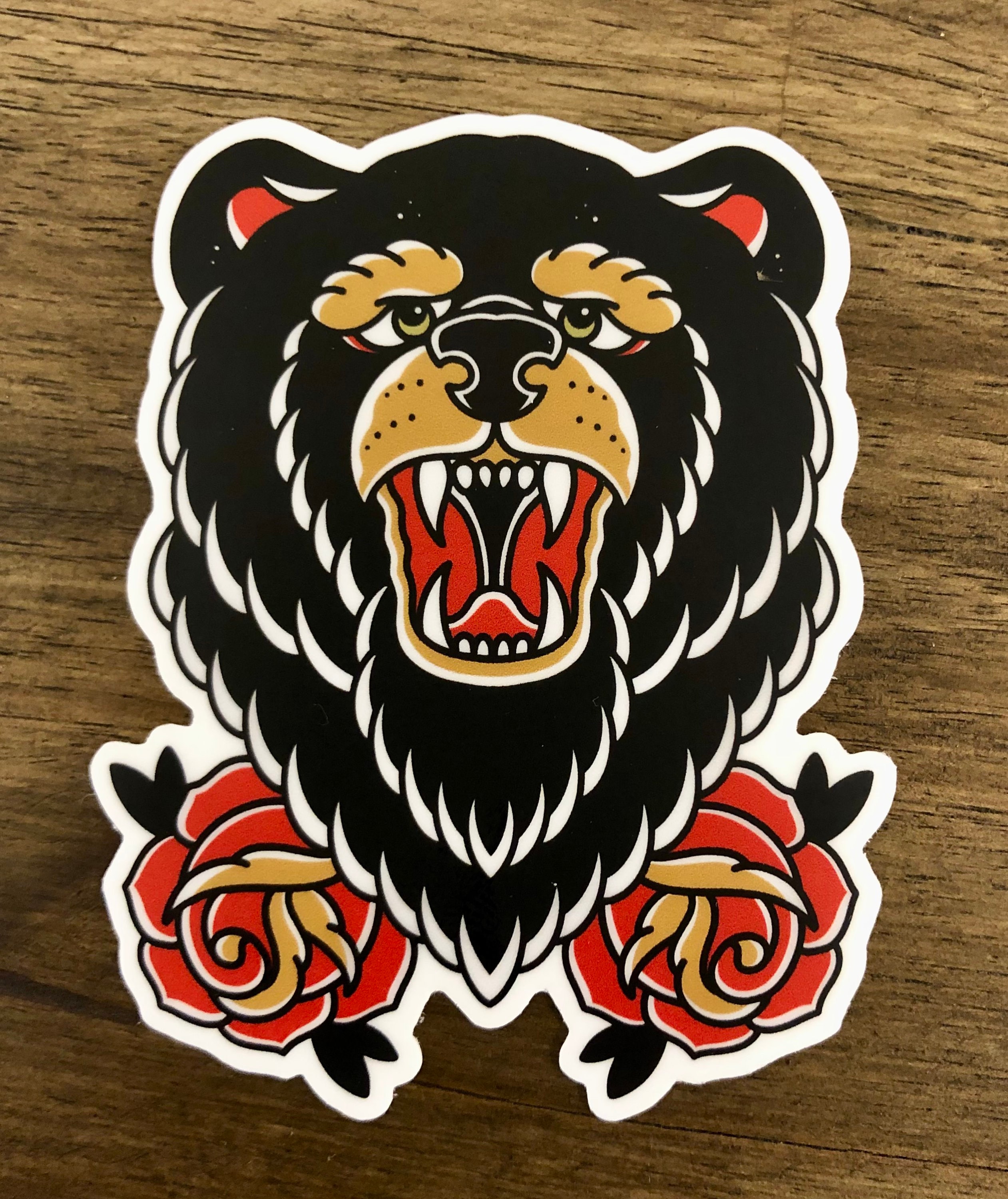 Traditional Bear Vinyl Sticker - Etsy