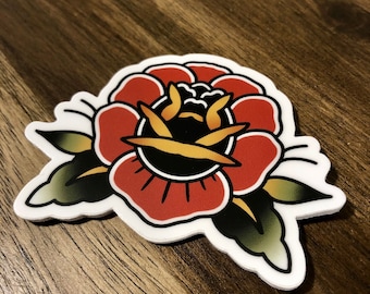 Sailor Jerry Style Red Rose Butterfly - Etsy