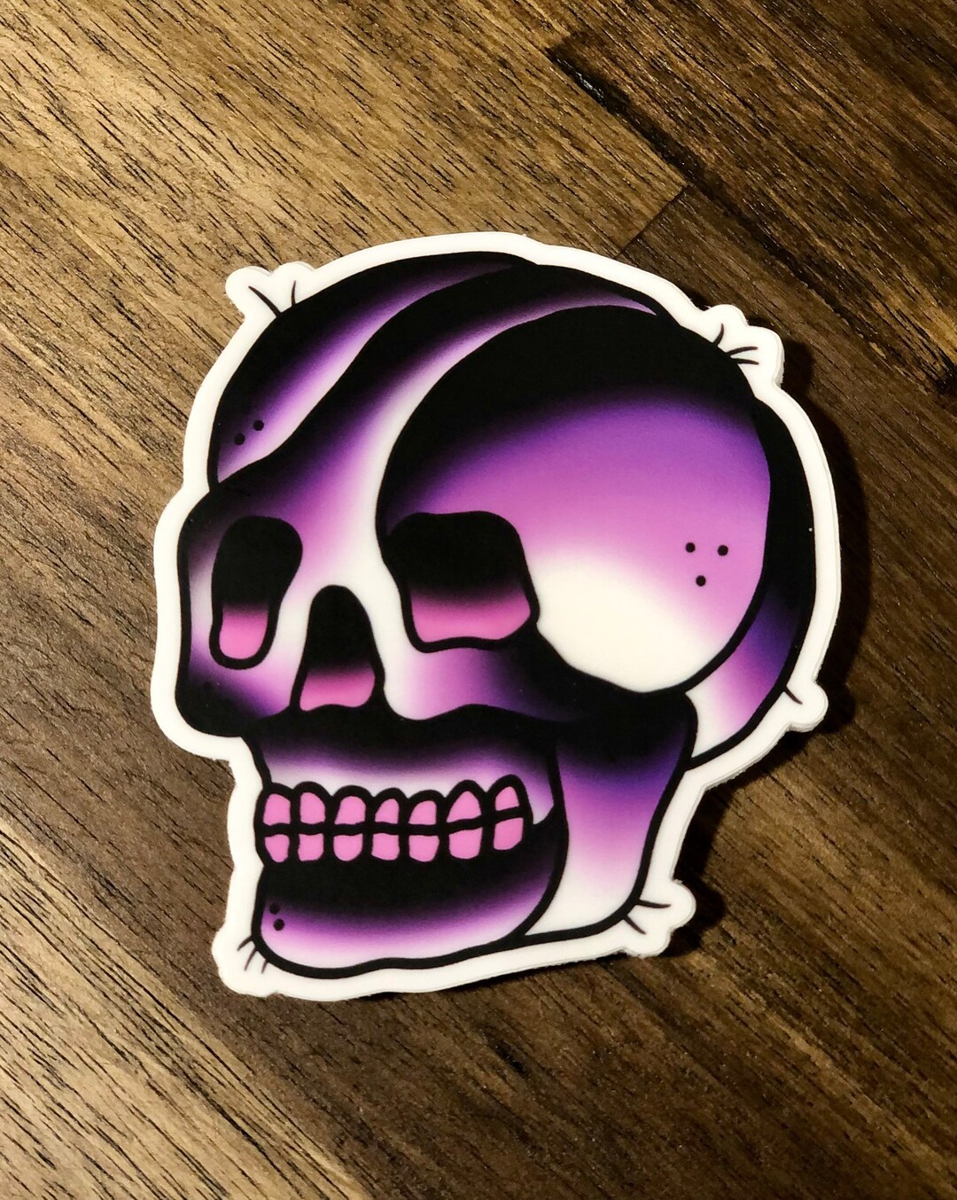 Traditional Skull Vinyl Sticker - Etsy