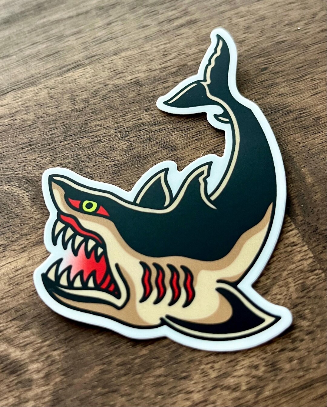 Traditional Style Shark Premium Vinyl Sticker-tattoo Style Shark-shark ...