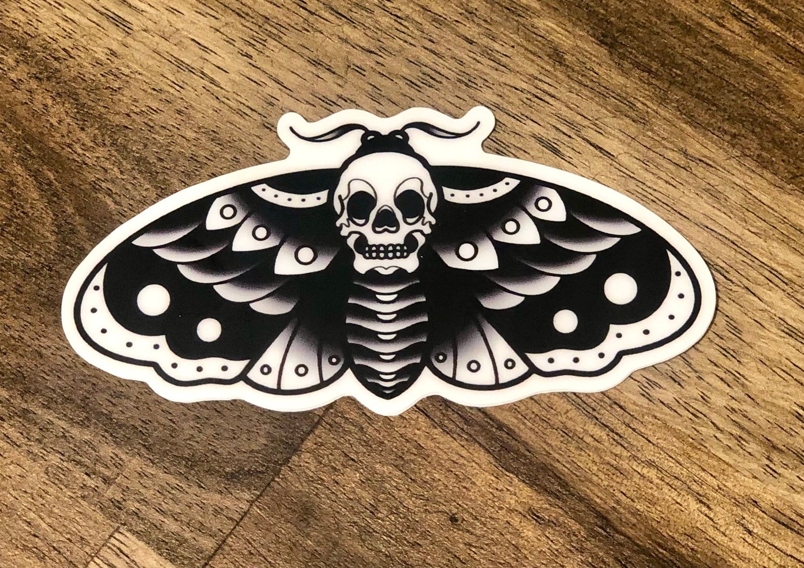 Traditional Death Moth Black and White Vinyl Sticker - Etsy